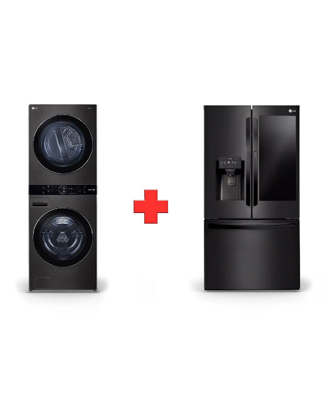 Combo WashTower Lavado 25Kg Secado 22Kg & Nevecón 785lts InstaView Negro - WK25BS6.GM78SXT | LG CO